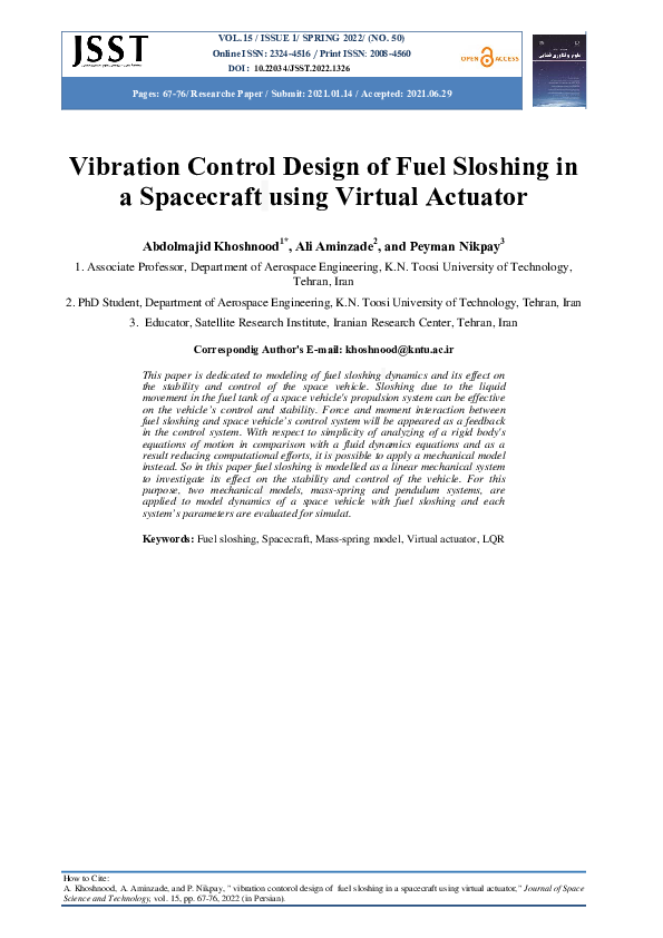 (PDF) Vibration control design of fuel sloshing in a spacecraft using ...