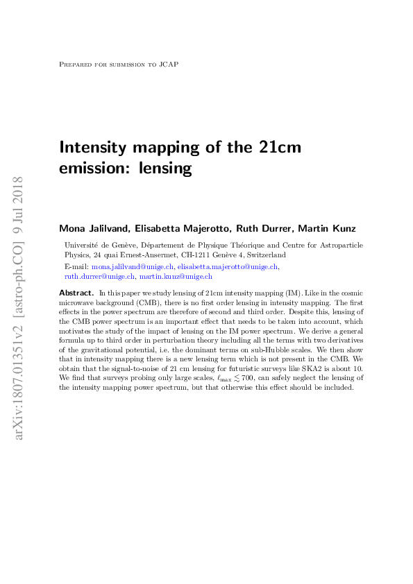 (PDF) Intensity mapping of the 21 cm emission: lensing | Elisabetta ...