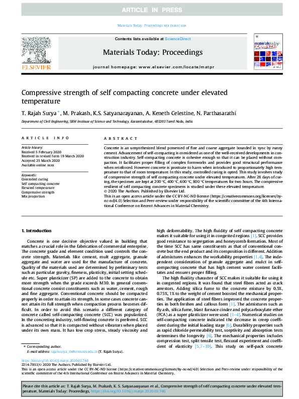 (PDF) Compressive Strength of Self-Compacting Concrete during High-Temperature Exposure
