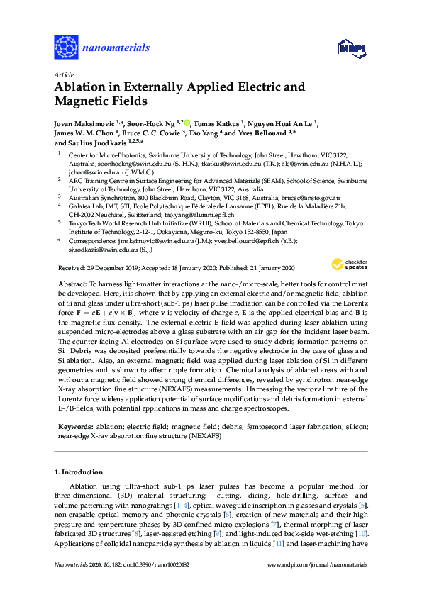 (PDF) Ablation in Externally Applied Electric and Magnetic Fields