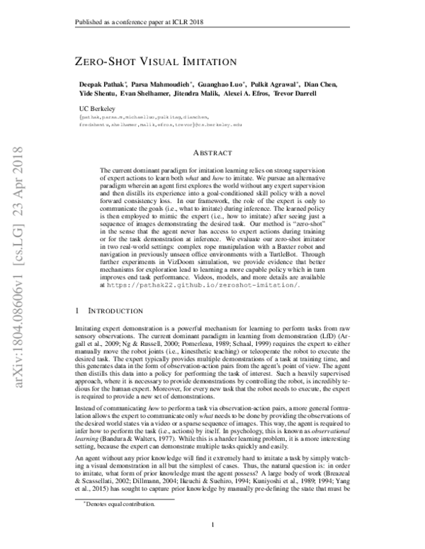 (PDF) Zero-Shot Visual Imitation (PDF) Zero-Shot Visual Imitation