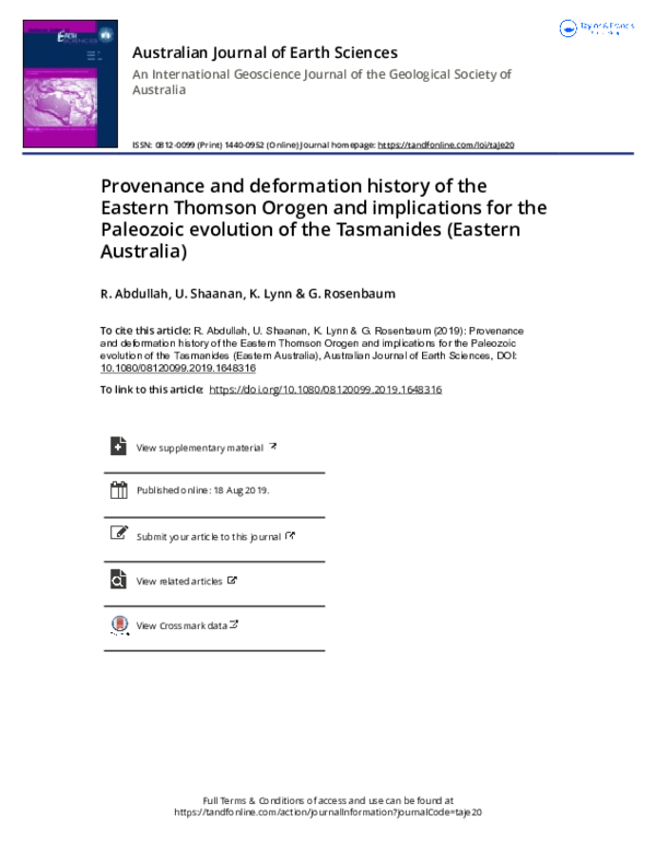 (PDF) Provenance and deformation history of the Eastern Thomson Orogen ...