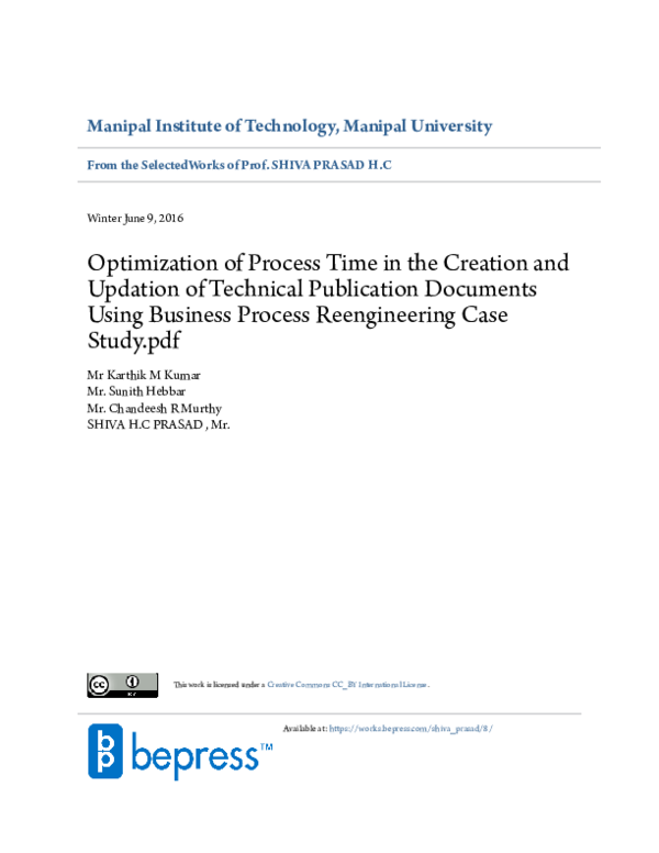 (PDF) Optimization of Process Time in the Creation and Updation of Technical Publication ...