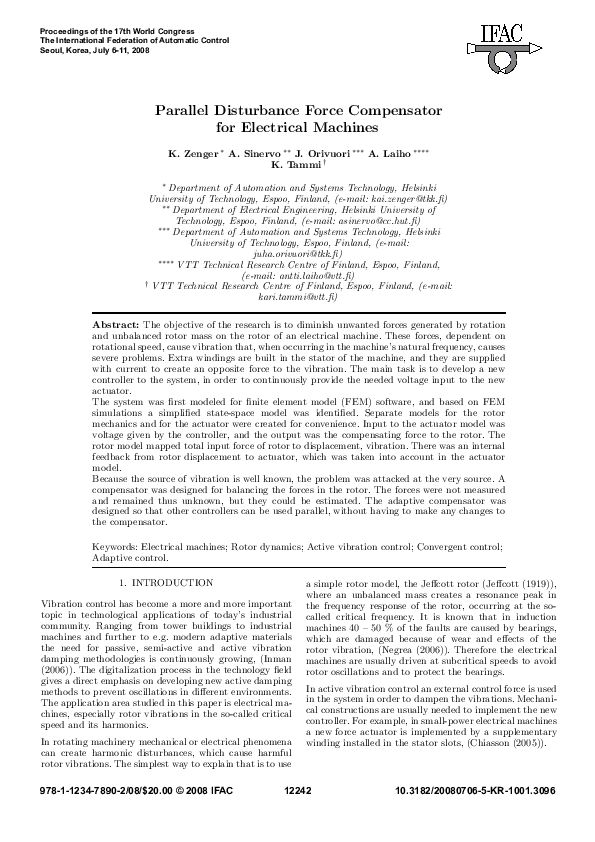 (PDF) Parallel Disturbance Force Compensator for Electrical Machines