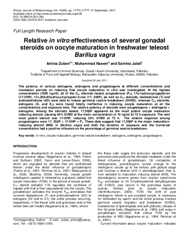 (PDF) Relative in vitro effectiveness of several gonadal steroids on ...