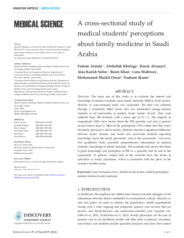 (PDF) A cross-sectional study of medical students' perceptions about ...