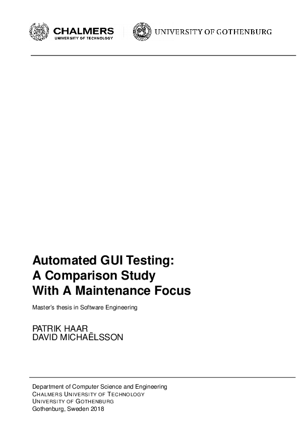 (PDF) Automated GUI Testing: A Comparison Study With A Maintenance Focus