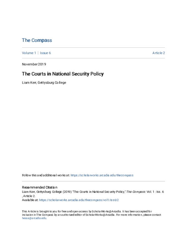 (PDF) The Courts in National Security Policy