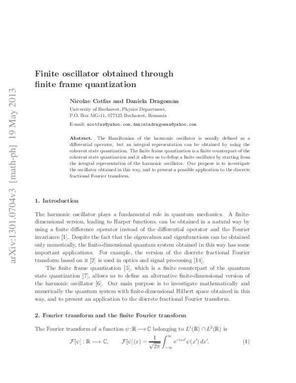 Pdf New Definition Of The Discrete Fractional Fourier Transform