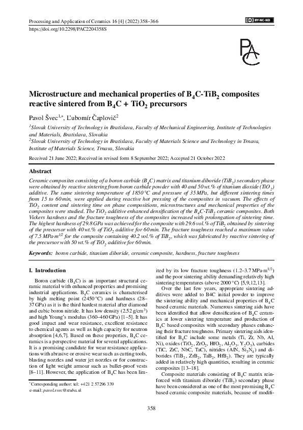 (PDF) Microstructure and mechanical properties of b4c-tib2 composites ...