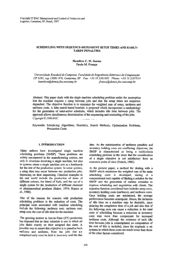 (PDF) Scheduling with sequence-dependent setup times and periodic maintenance on a single ...