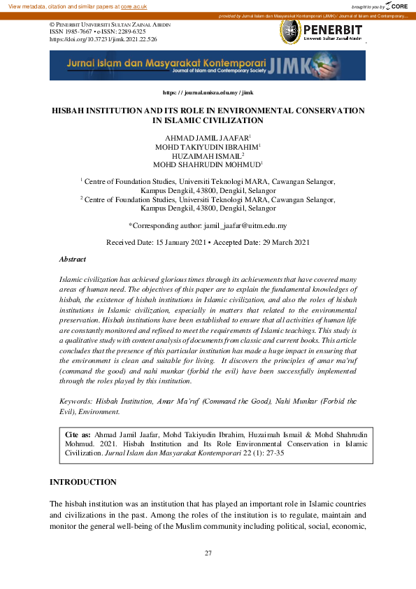 (PDF) Hisbah Institution and Its Role Environmental Conservation in ...