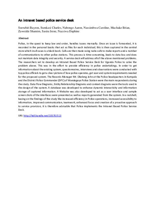(PDF) An intranet based police service desk