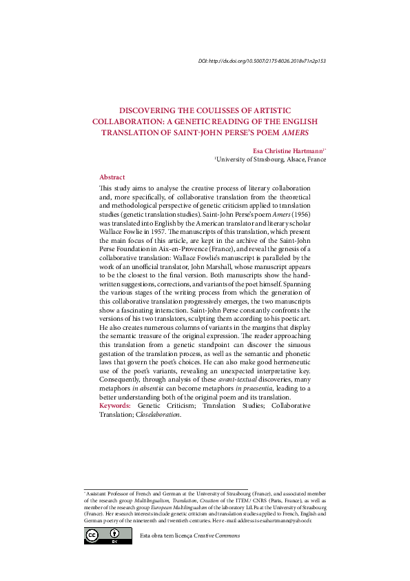 (PDF) Discovering the coulisses of artistic collaboration: A genetic ...