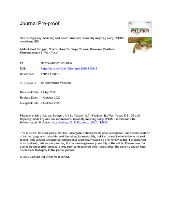 (PDF) Oil spill trajectory modelling and environmental vulnerability ...