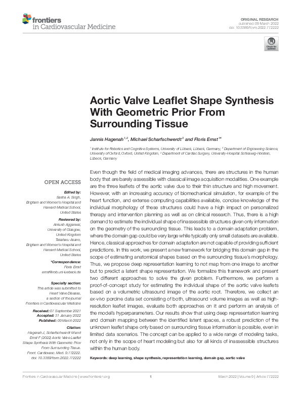 (PDF) Aortic Valve Leaflet Shape Synthesis With Geometric Prior From ...