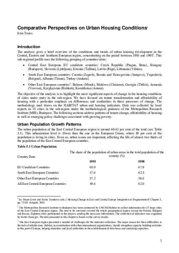 (PDF) Comparative Perspectives on Urban Housing Conditions