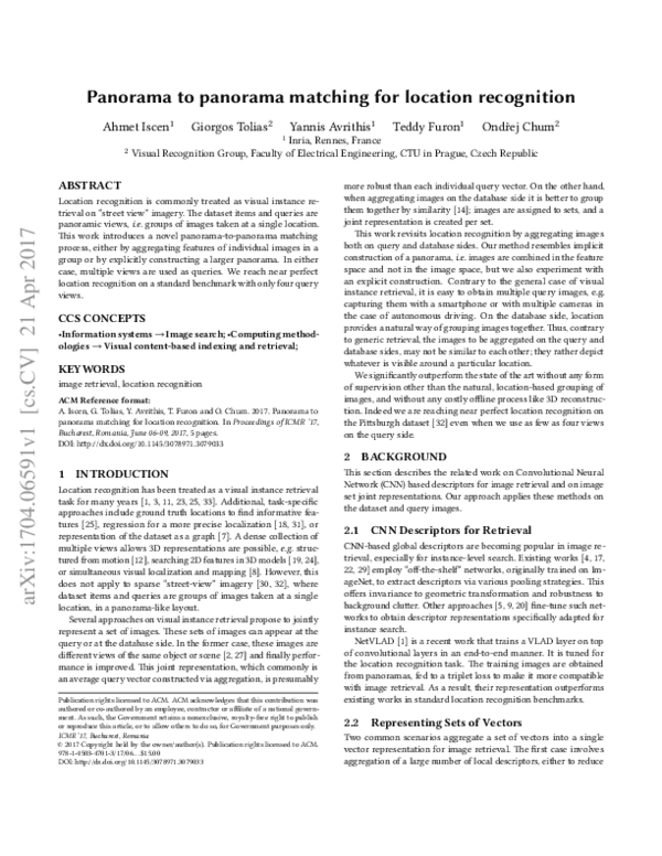 (PDF) Panorama to Panorama Matching for Location Recognition