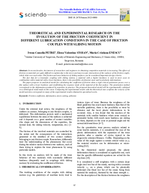 Pdf Theoretical And Experimental Research On The Evolution Of The
