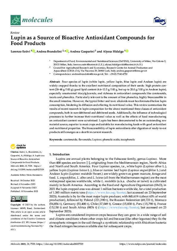 (PDF) Lupin as a Source of Bioactive Antioxidant Compounds for Food ...