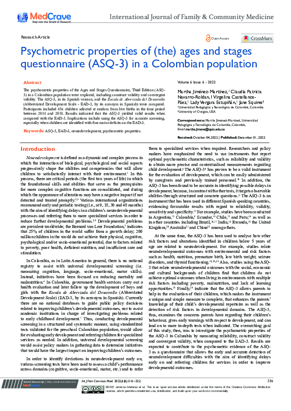 (PDF) Psychometric properties of (the) ages and stages questionnaire ...