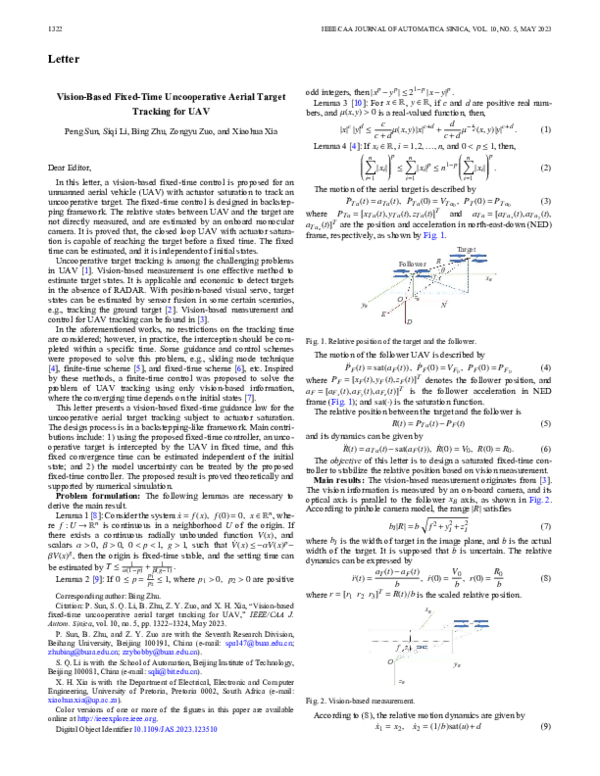 (PDF) Vision-Based Fixed-Time Uncooperative Aerial Target Tracking for UAV