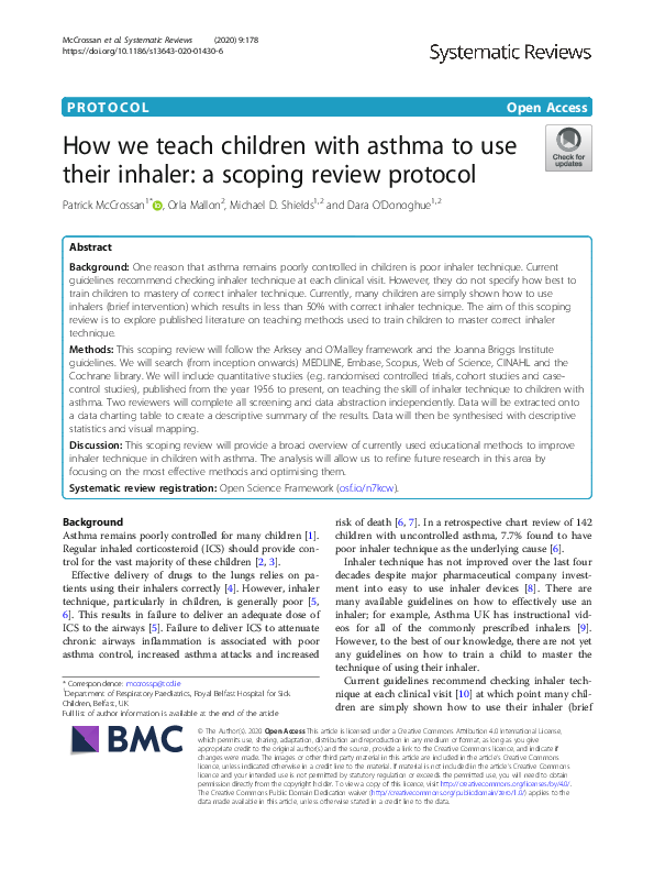 (PDF) How we teach children with asthma to use their inhaler: a scoping ...