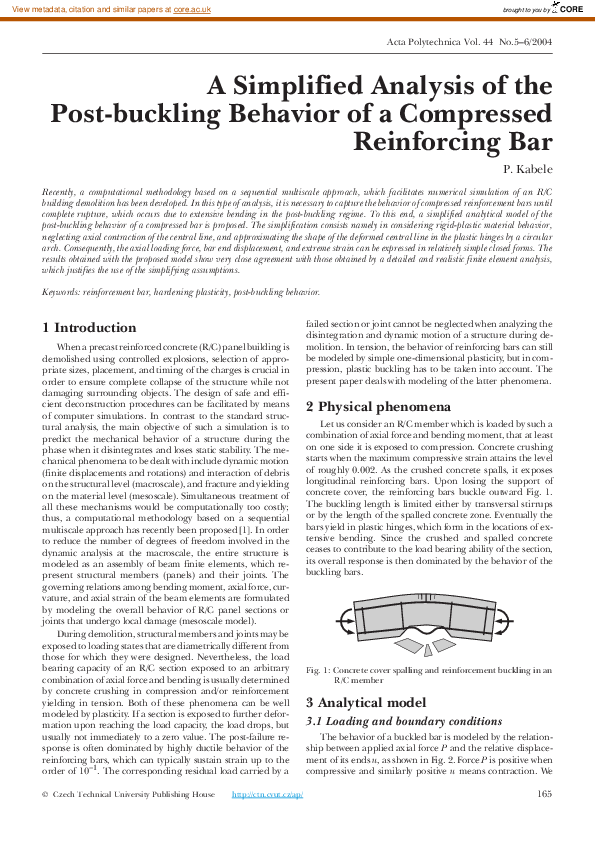 (PDF) A Simplified Analysis of the Post-buckling Behavior of a ...