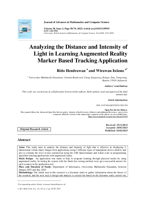 (PDF) Analyzing the Distance and Intensity of Light in Learning ...