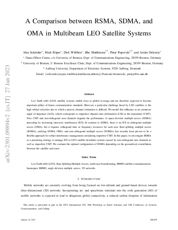 (PDF) A Comparison between RSMA, SDMA, and OMA in Multibeam LEO ...