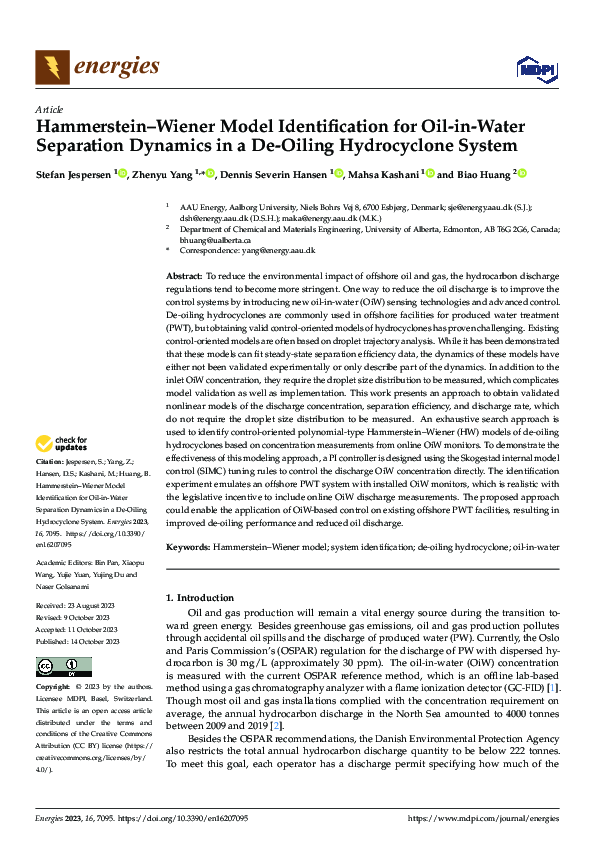 (PDF) Hammerstein–Wiener Model Identification for Oil-in-Water Separation Dynamics in a De ...