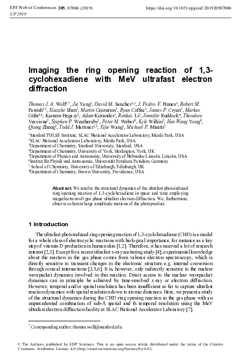 (PDF) Imaging the ring opening reaction of 1,3-cyclohexadiene with MeV ...