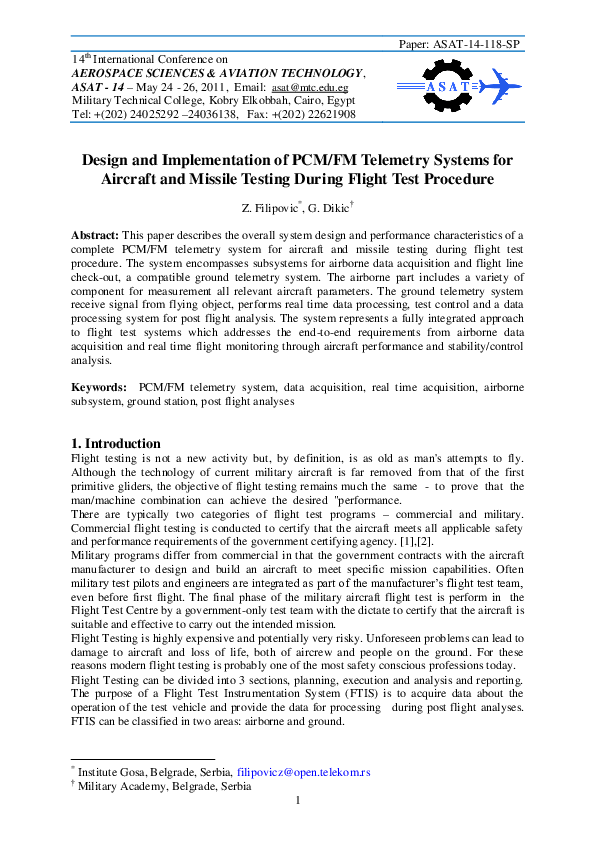 (PDF) Design and Implementation of PCM/FM Telemetry Systems for ...