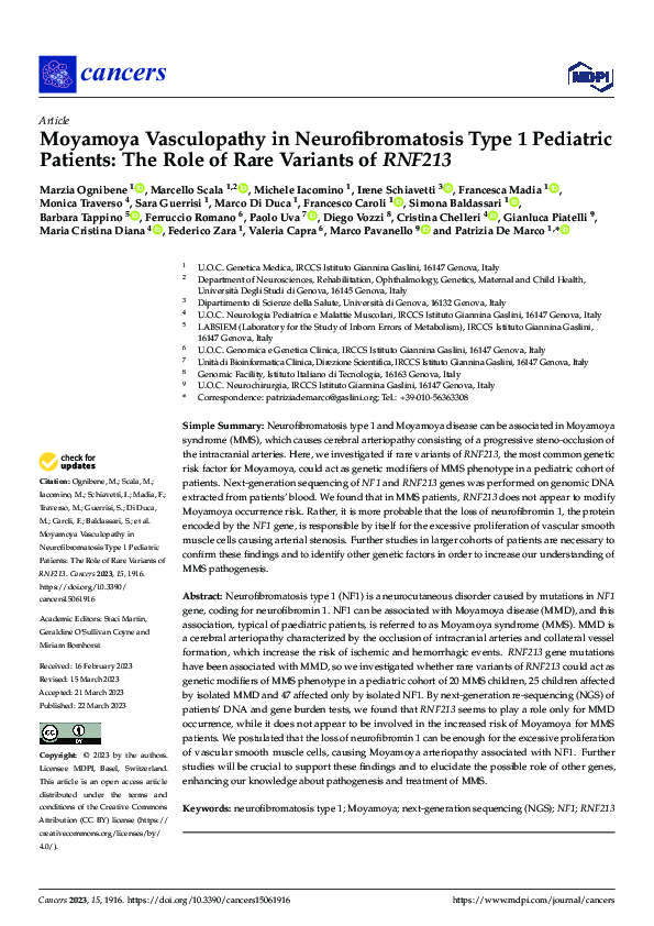 (PDF) Moyamoya Vasculopathy in Neurofibromatosis Type 1 Pediatric ...