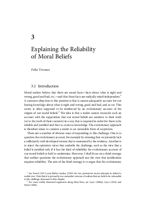 (PDF) Explaining the Reliability of Moral Beliefs