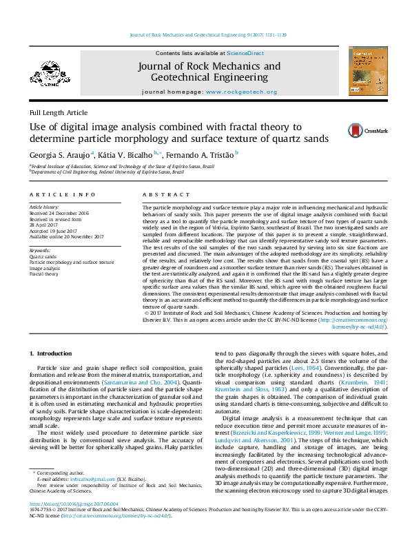 (PDF) Use of digital image analysis combined with fractal theory to determine particle ...