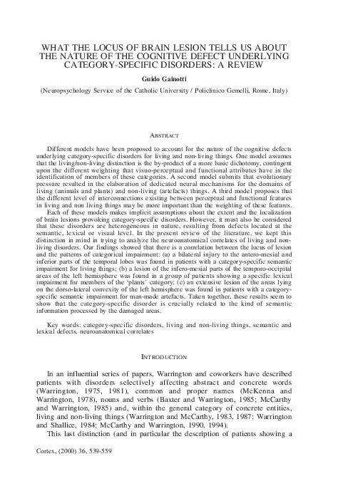 (PDF) What the Locus of Brain Lesion Tells us About the Nature of the ...