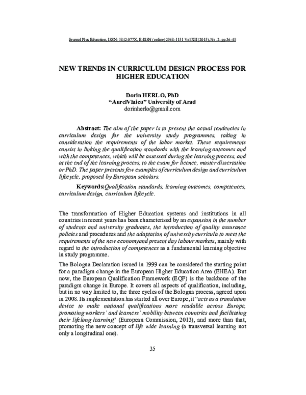 (PDF) New Trends in Curriculum Design Process for Higher Education