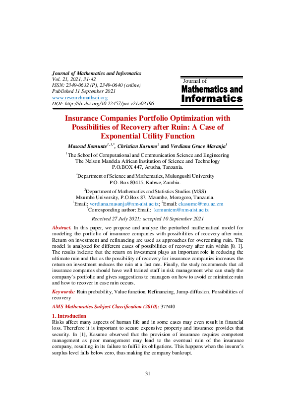 (PDF) Insurance Companies Portfolio Optimization with Possibilities of ...