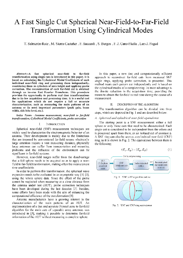 (PDF) A fast single cut spherical near-field-to-far-field transformation using Cylindrical Modes