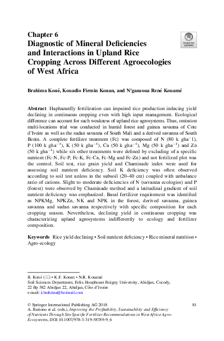 (PDF) Diagnostic of Mineral Deficiencies and Interactions in Upland ...