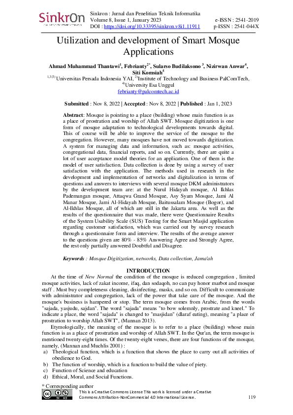 (PDF) Utilization and development of Smart Mosque Applications