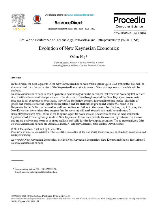 (PDF) Evolution of New Keynesian Economics