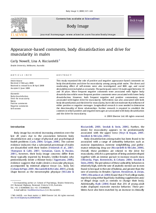 (PDF) Appearance-based comments, body dissatisfaction and drive for ...