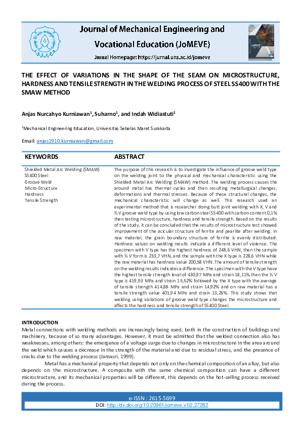 (PDF) The Effect of Variations in the Shape of the Seam on Microstructure, Hardness and Tensile ...