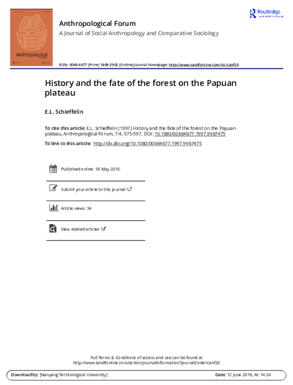 (PDF) History and the fate of the forest on the Papuan plateau
