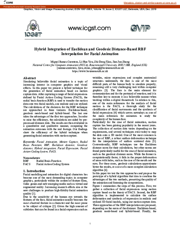 Pdf Hybrid Integration Of Euclidean And Geodesic Distance Based Rbf Interpolation For Facial
