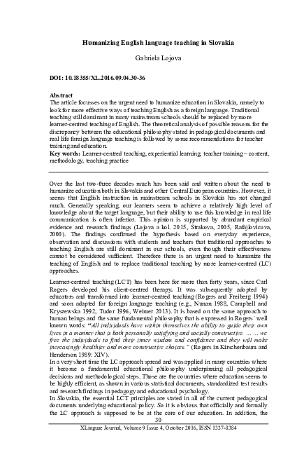 (PDF) Humanizing English language teaching in Slovakia