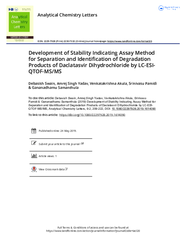 (PDF) Development of Stability Indicating Assay Method for Separation and Identification of ...