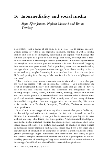 (PDF) Intermediality and social media